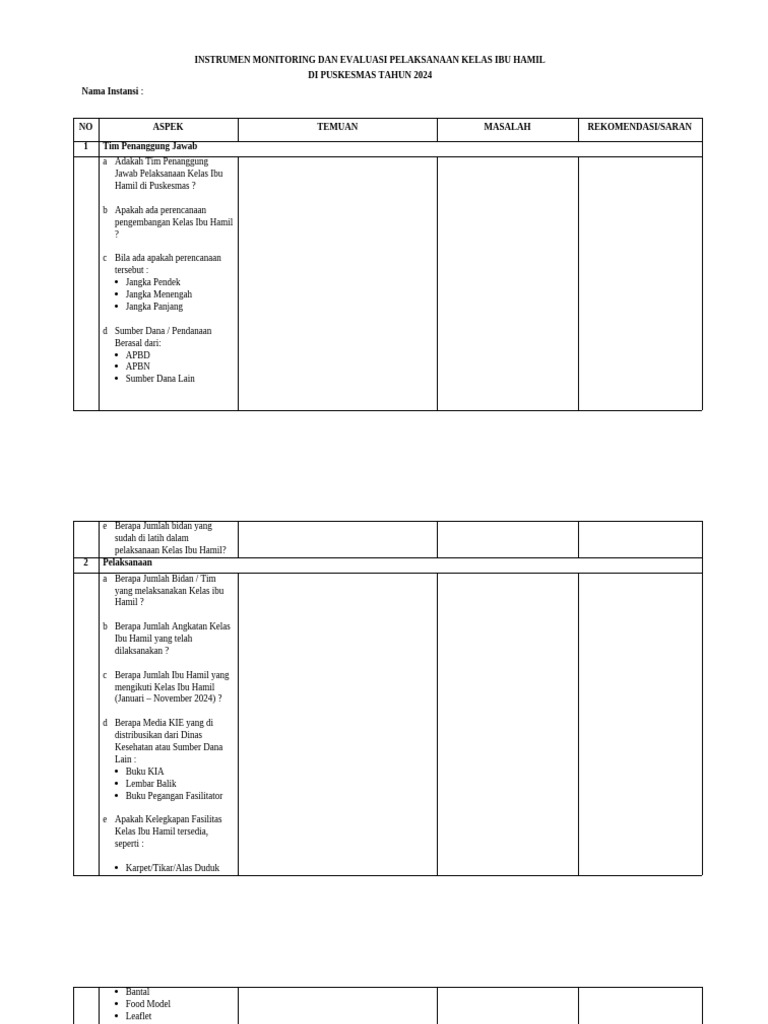 Monitoring Kelas Ibu Hamil 2024 | PDF