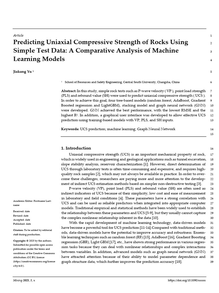 Predicting Uniaxial Compressive Strength of Rocks Using Simple Test ...