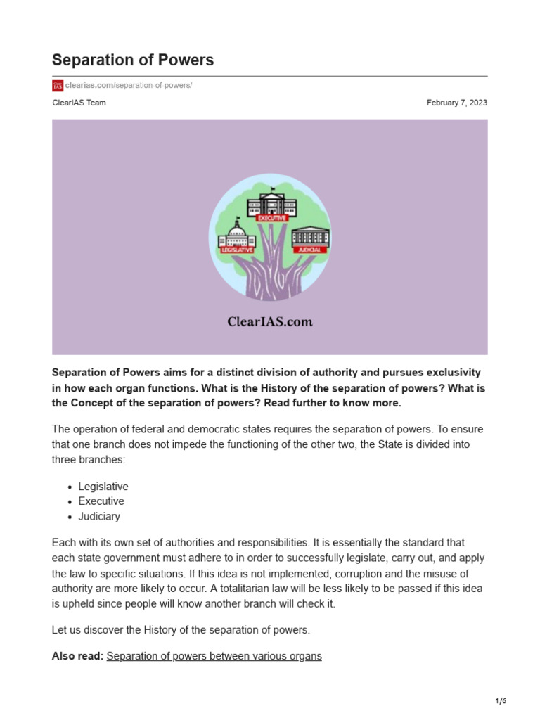 clearias.com-Separation of Powers | PDF | Separation Of Powers | Constitution