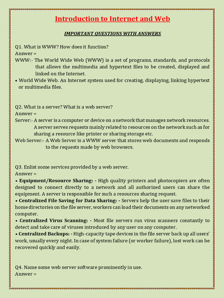 Introduction To Internet and Web | PDF | World Wide Web | Internet & Web