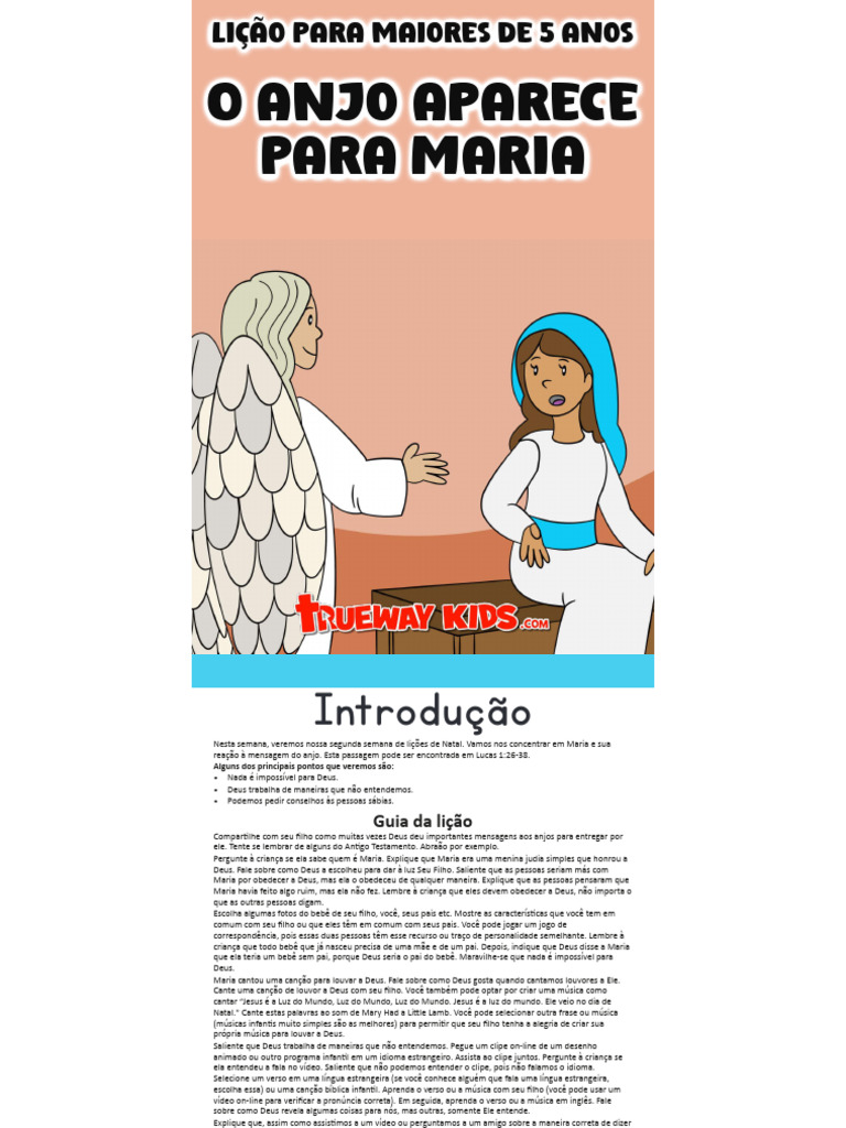 O Anjo aparece para Maria 5+ | PDF | Maria, mãe de Jesus