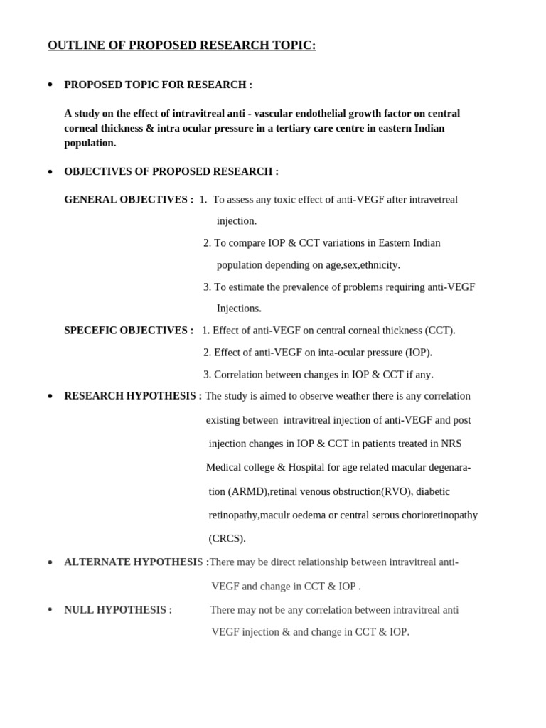 Outline of Proposed Research Topic | PDF | Vascular Endothelial Growth Factor | Angiogenesis