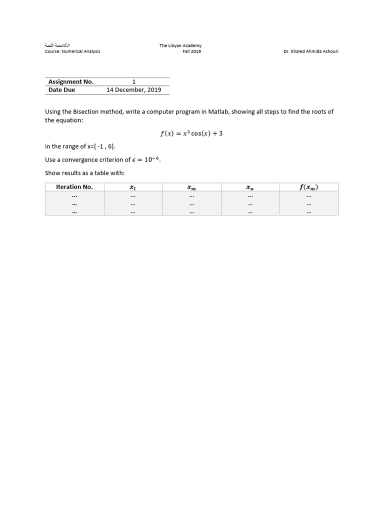 Assignment 1 Bisection | PDF