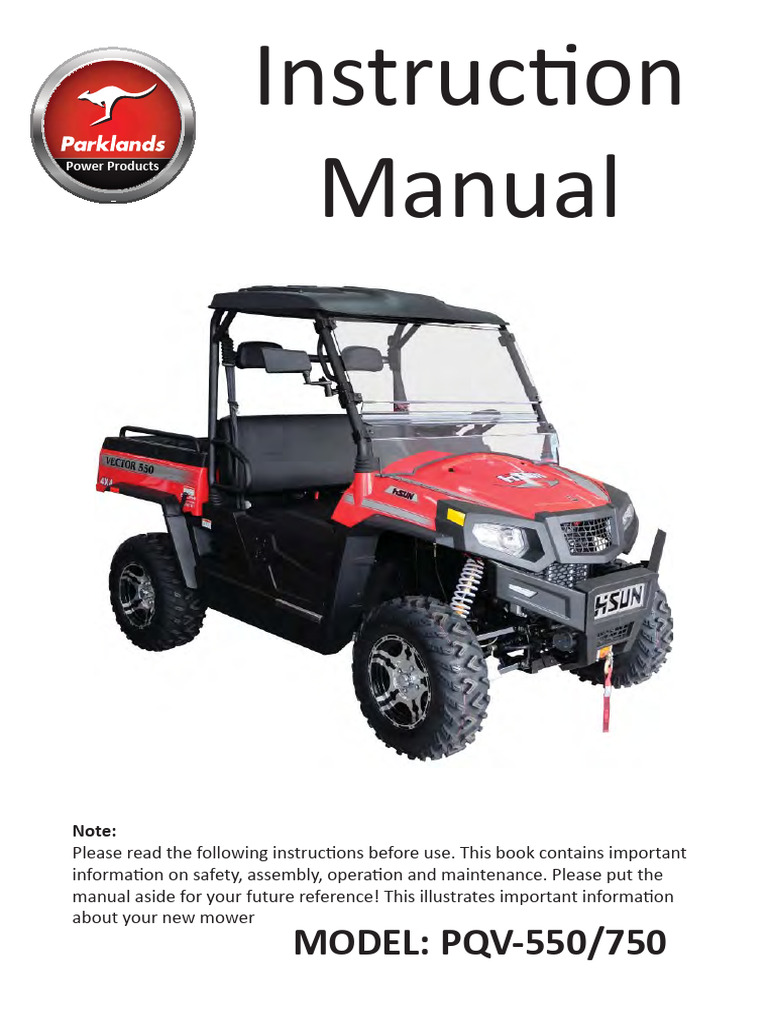 Hisun Utv Ownersmanual-750 Vector-Sector | PDF | Brake | Vehicles
