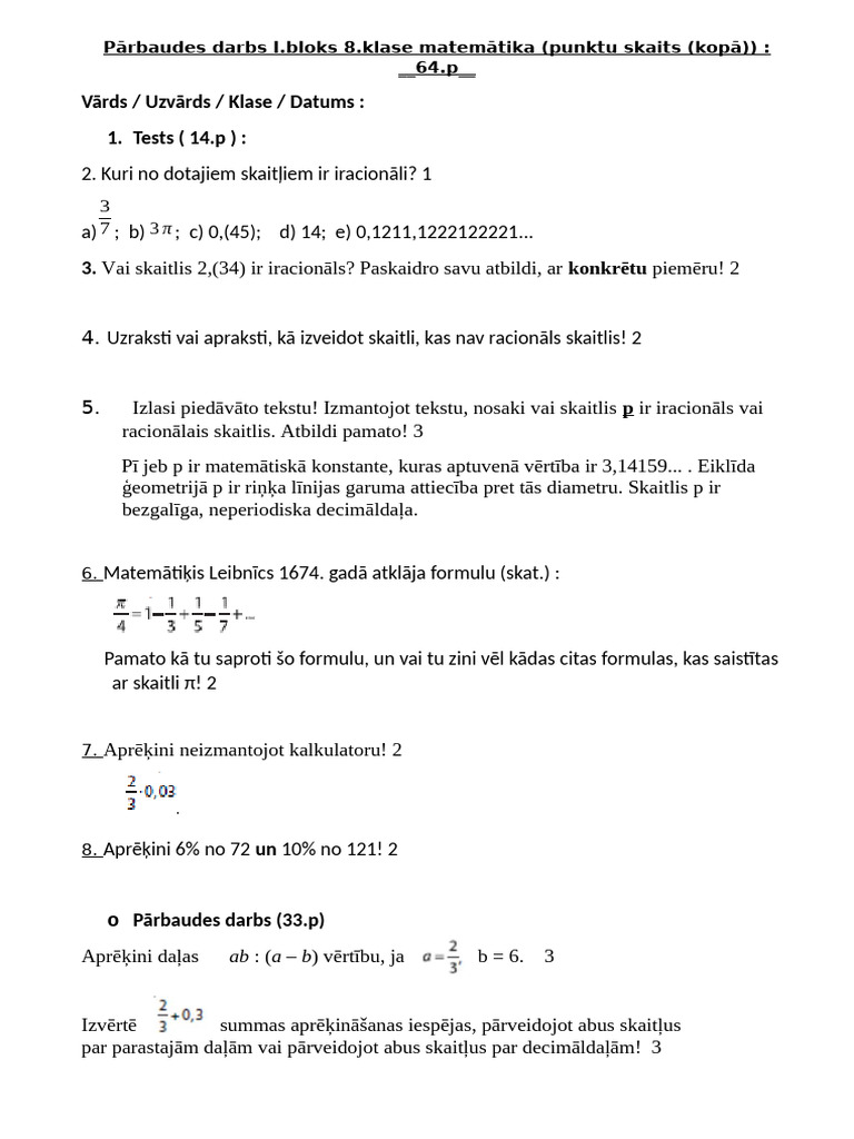 Pārbaudes Darbs I | PDF