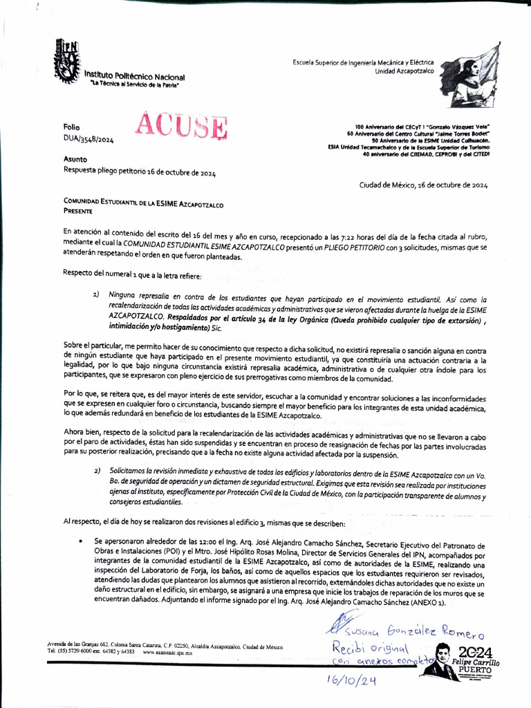 Acuse Pliego Petitorio | PDF