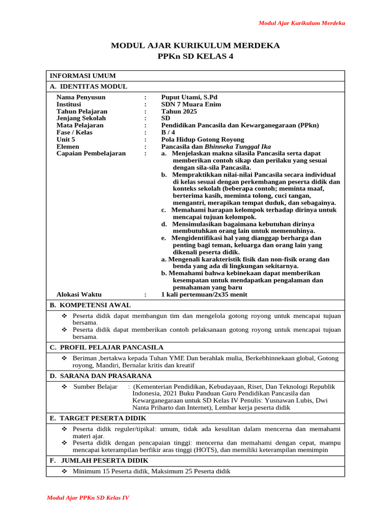 5. Modul Ajar PPKn BAB 5 | PDF