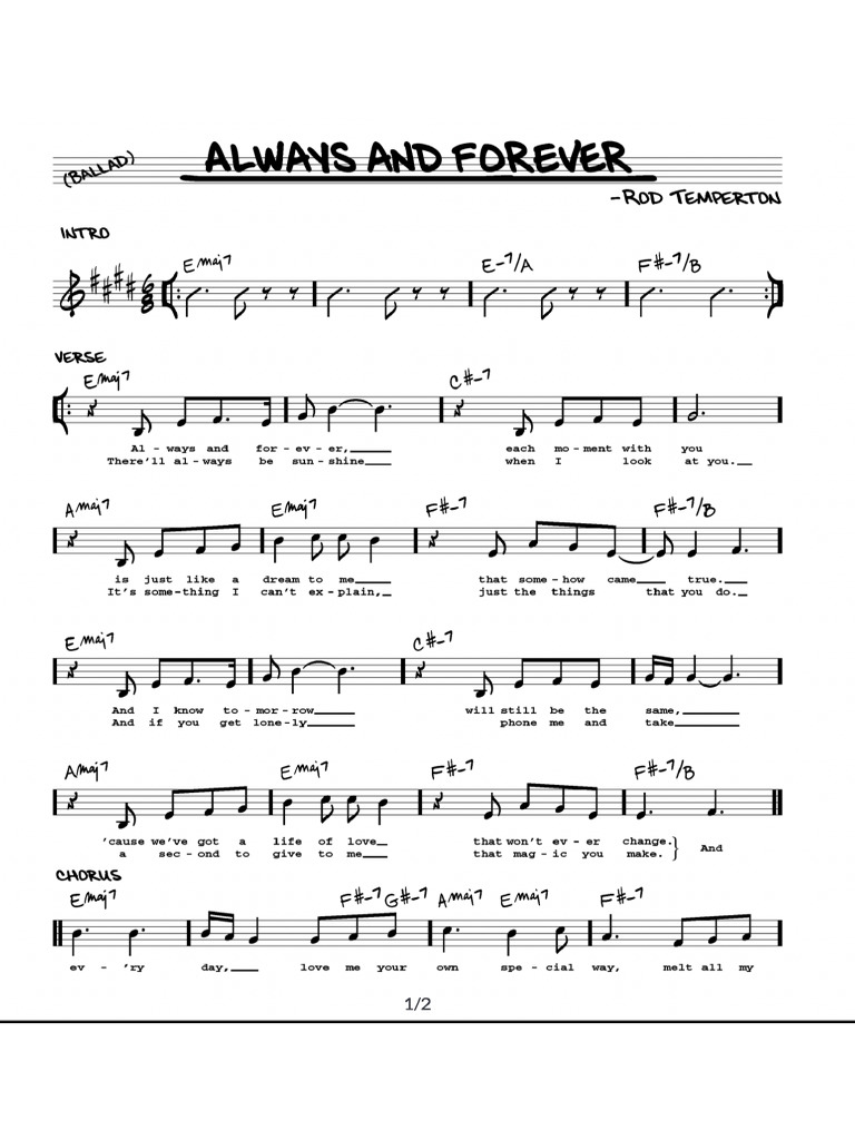 ALWAYS AND FOREVER Lead Sheet BB | PDF