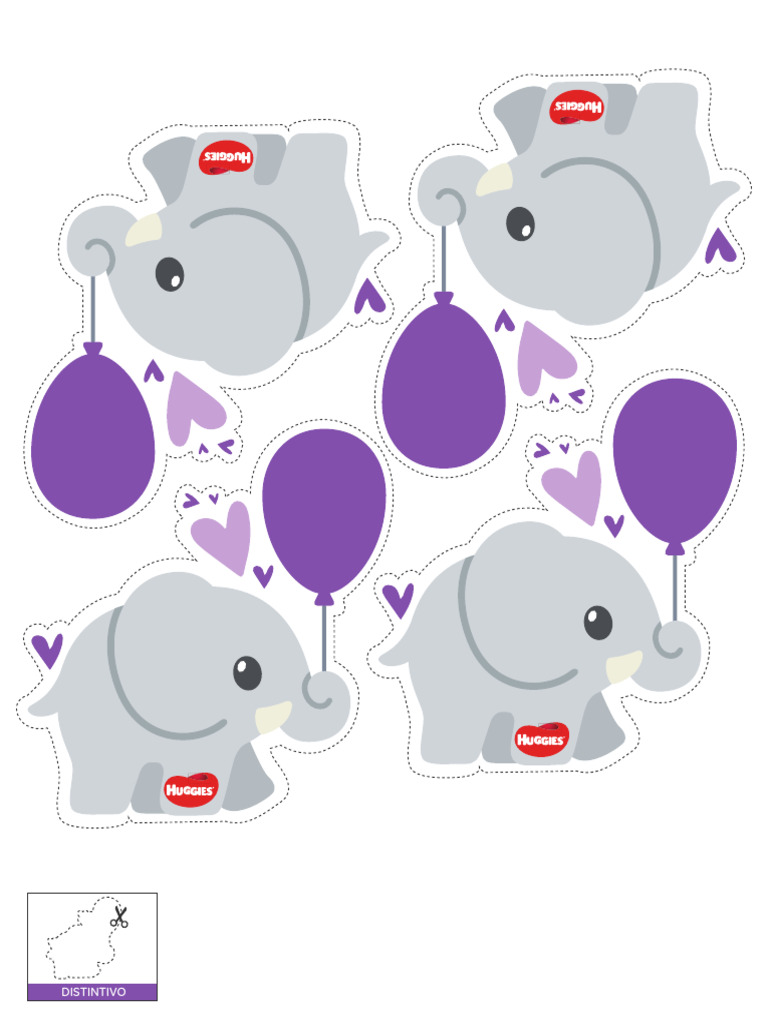 Decoraciones Distintivos para Imprimir Elefante Morado | PDF