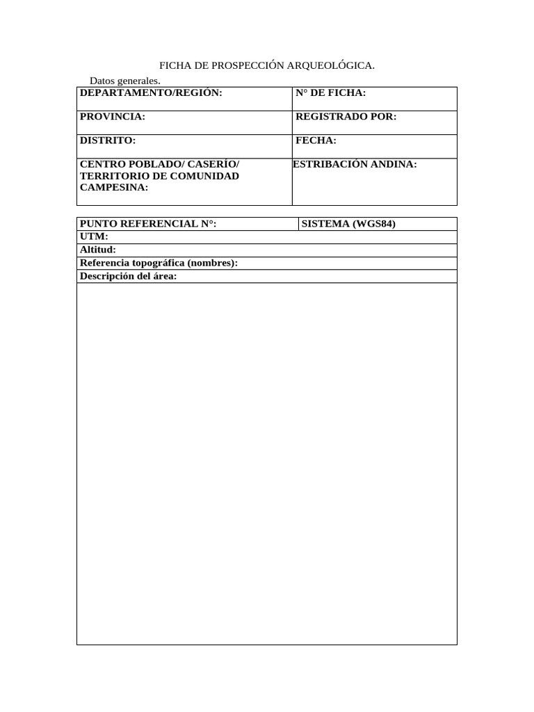 Ficha de Prospección Arqueológica | PDF