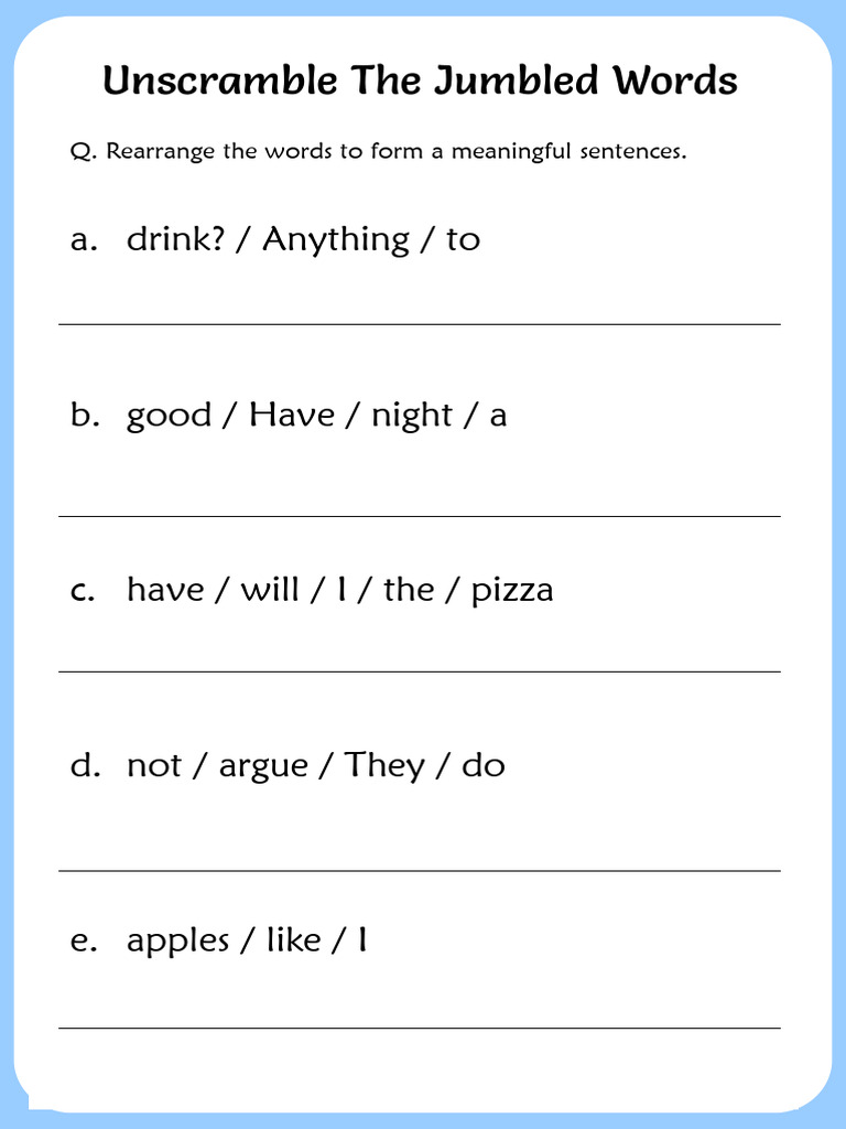 Unscramble The Jumbled Words Worksheets Rel 2 | PDF