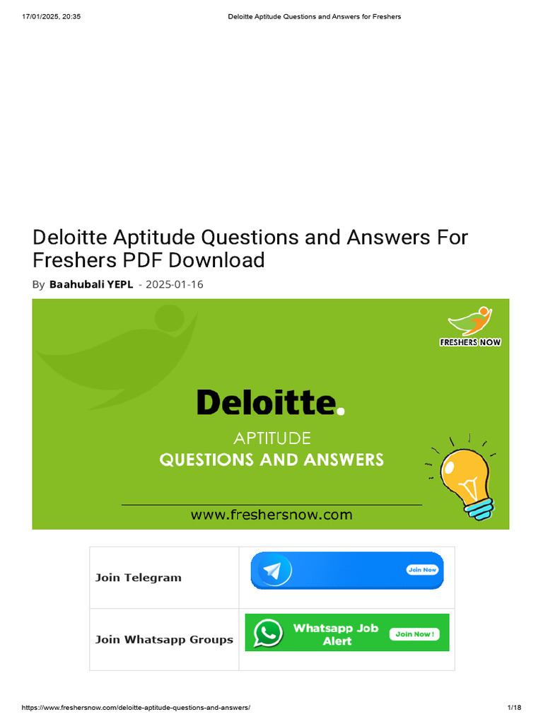Deloitte Aptitude Questions and Answers For Freshers | PDF | Area | Speed