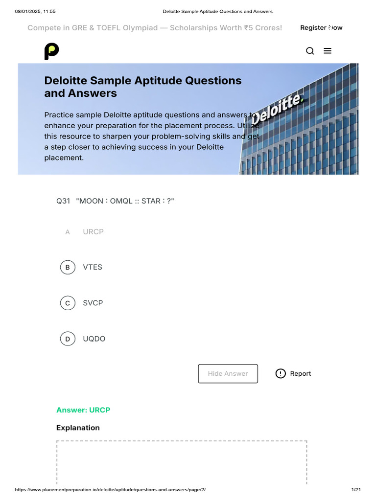 Deloitte Sample Aptitude Questions and Answers1 | PDF | Question ...