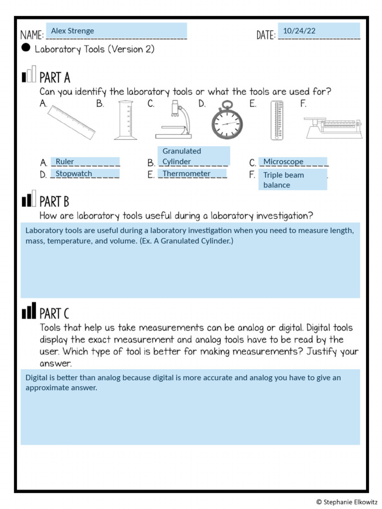 Alex's Copy of Laboratory Tools Bell Ringer Version 2 Fillable Slide | PDF