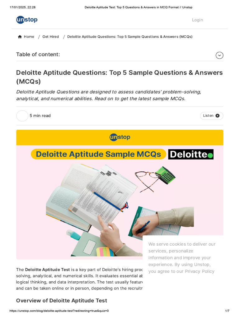 Deloitte Aptitude Test_ Top 5 Questions & Answers in MCQ Format ...