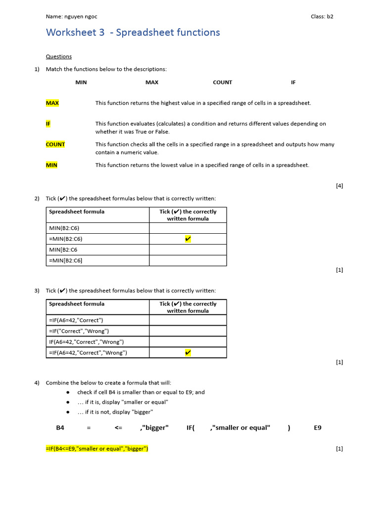 Spreadsheet Functions Guide | PDF | Spreadsheet | Applied Mathematics