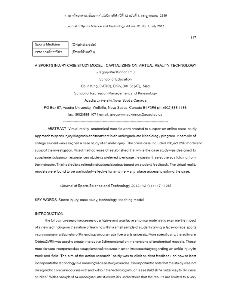 A Sports Injury Case Study Model | PDF | Focus Group | Learning