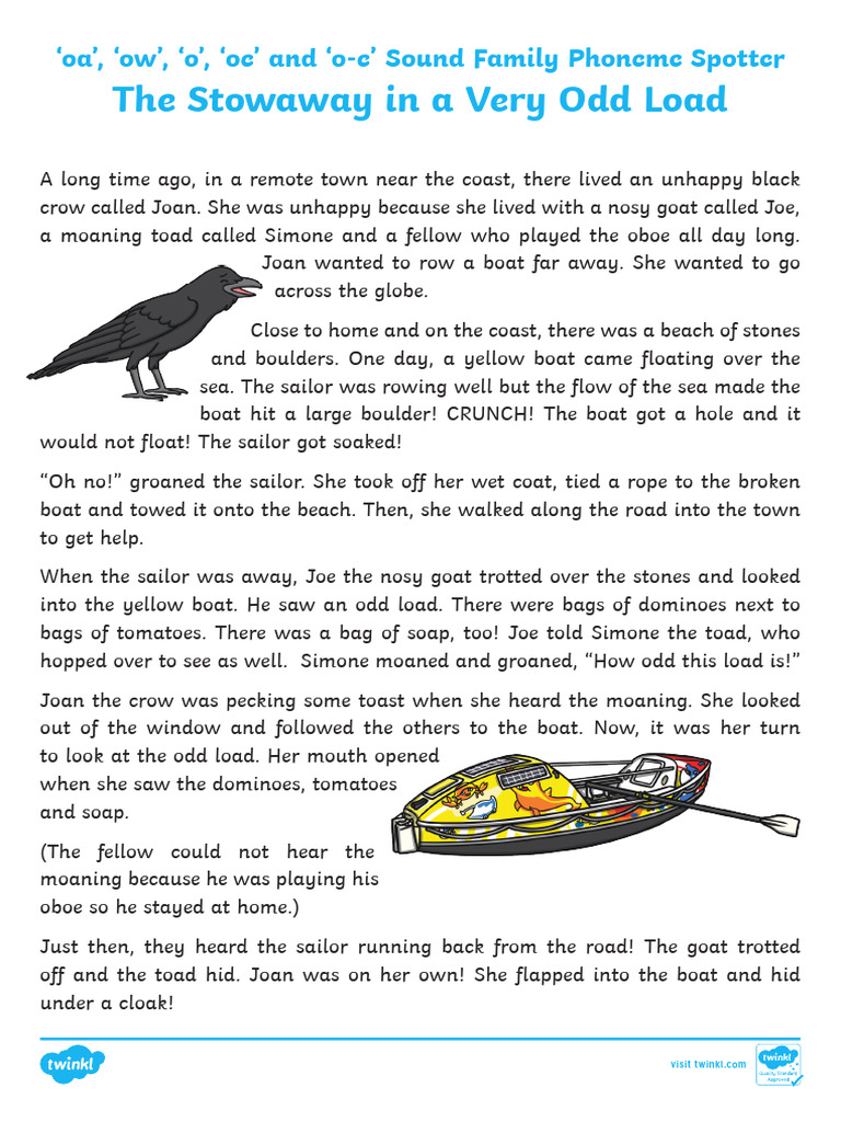 T L 9839 Oa Ow o Oe and Oe Sound Family Phoneme Spotter Story Activity ...