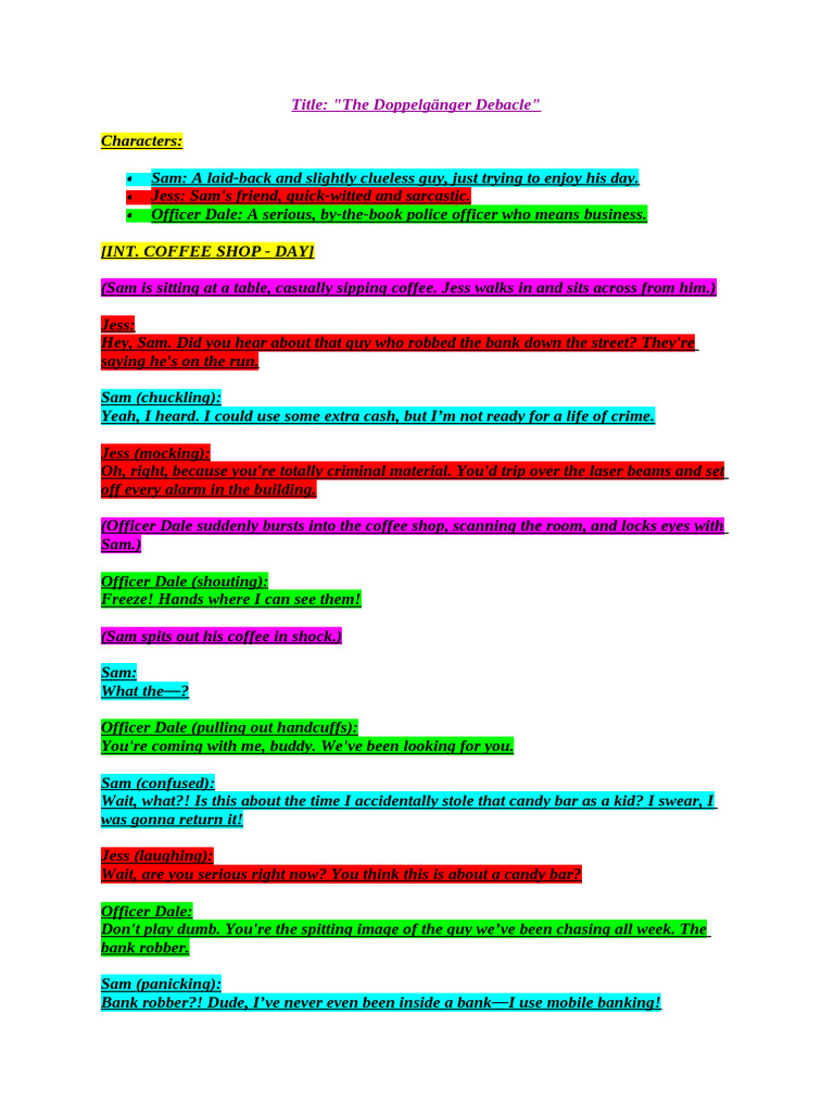 Activity Script About Mistaken Identity | PDF