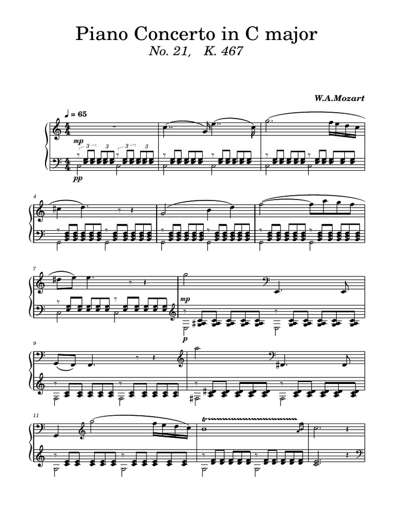 Piano_Concerto_No._21_in_C_major_K._467__Wolfgang_Amadeus_Mozart | PDF ...