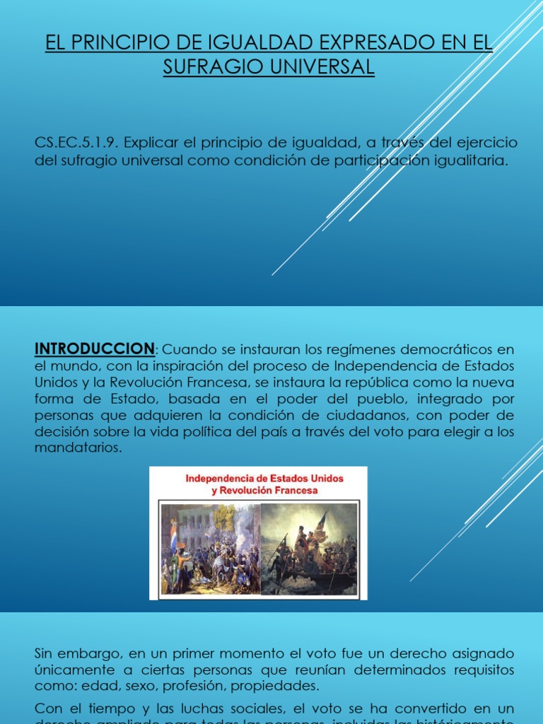Principio de Igualdad Expresado en El Sufragio Universal | PDF | Esclavitud | Sufragio