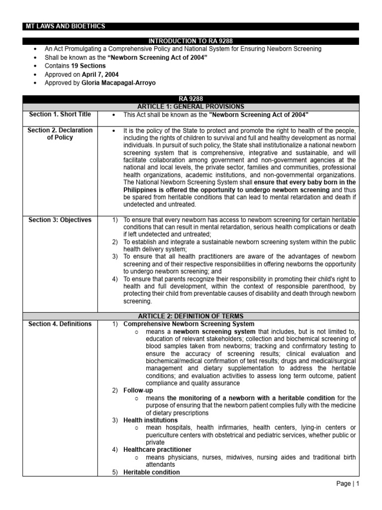 RA9288 | PDF | Screening (Medicine) | Health Professional