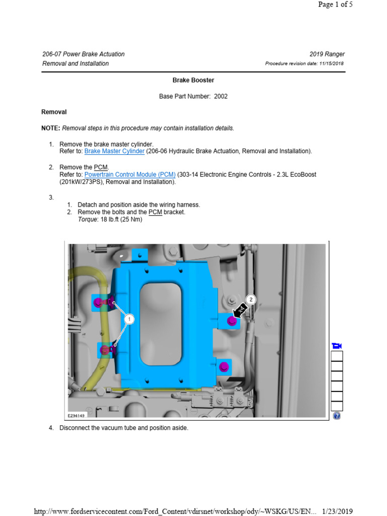 Power Brake Actuation - Removal and Installation - Brake Booster (Shop ...