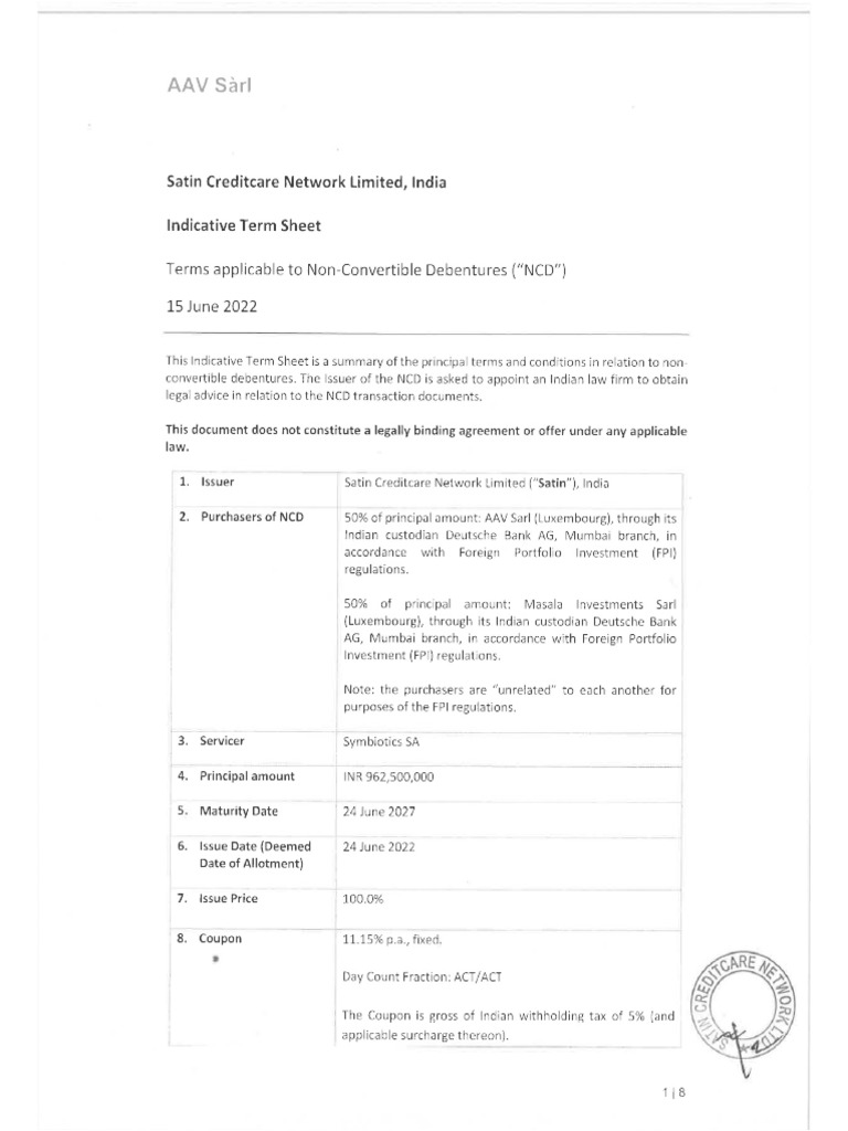 Indicative_Term_Sheet_Satin_15_June_2022_fully_signed | PDF