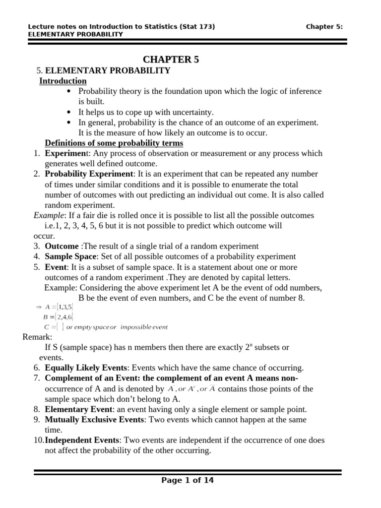 Chapter-5-Elementary Probability | PDF | Probability | Randomness