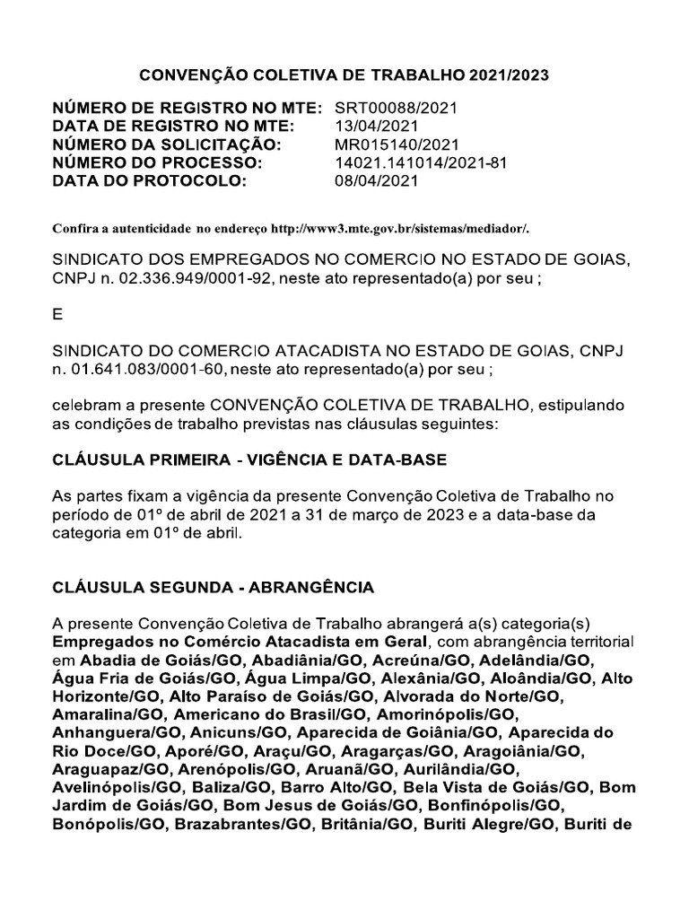 Seceg Atacadista - CCT 2021 2023 | PDF