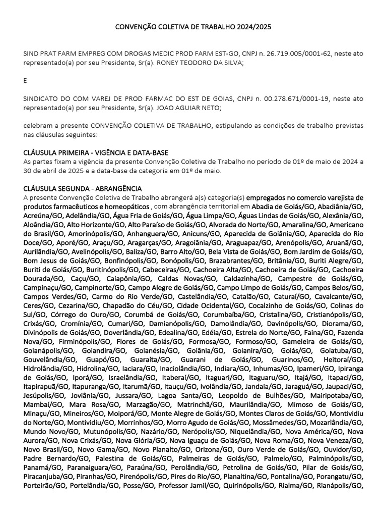 Semprefar - CCT 2024 2025 | PDF | Sindicato | Salário