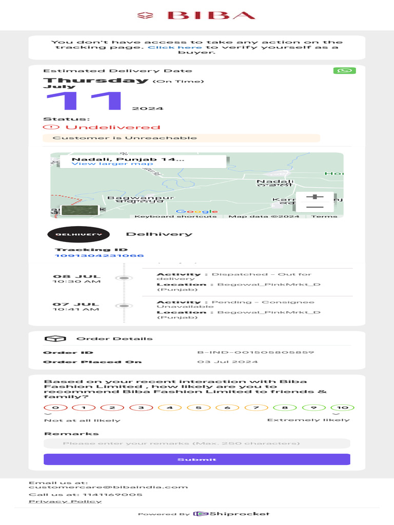 Biba Fashion Limited - Order Tracking - by Shipro | PDF