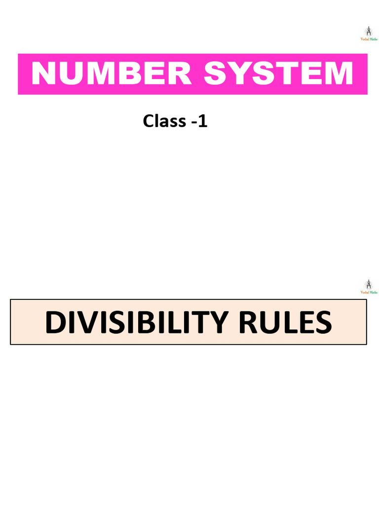 Divisibility Rules and Verbal Maths Guide | PDF
