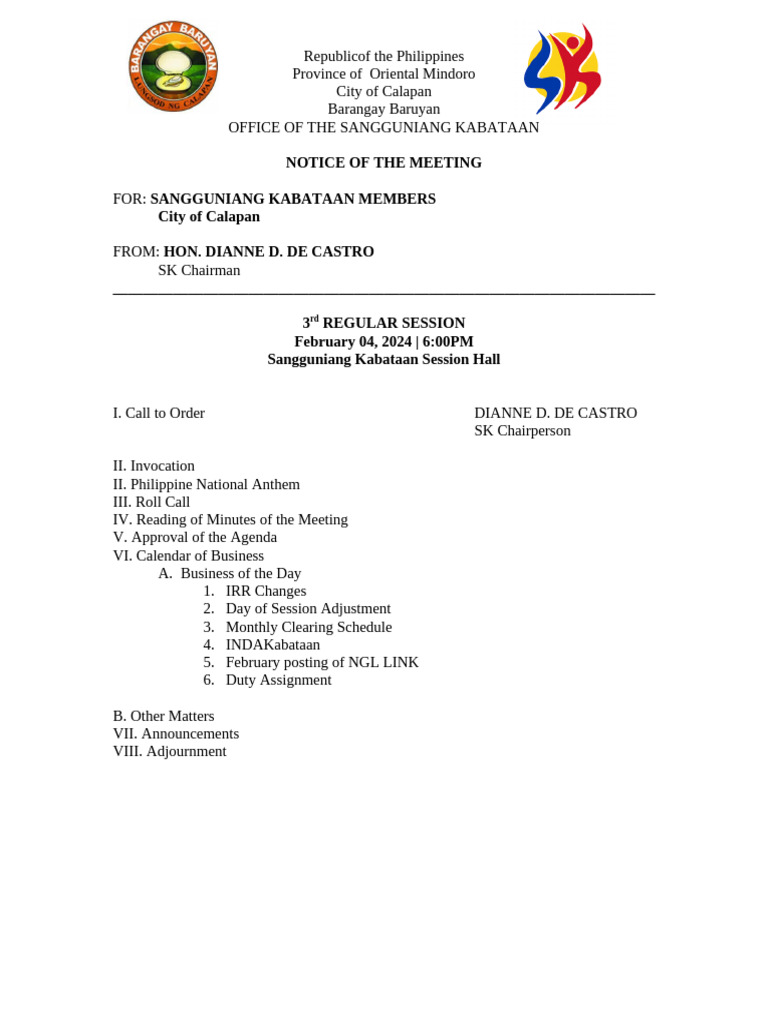 Notice of The Meeting 3rd Session! | PDF