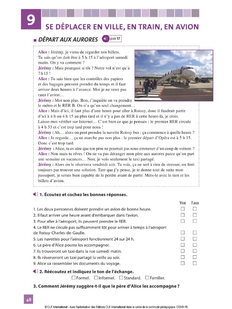 Comm_en_dialogues_a2b1_ch.9 Se déplacer en ville, en train, en avion | PDF