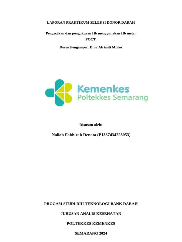 Laprak Seleksi Donor | PDF