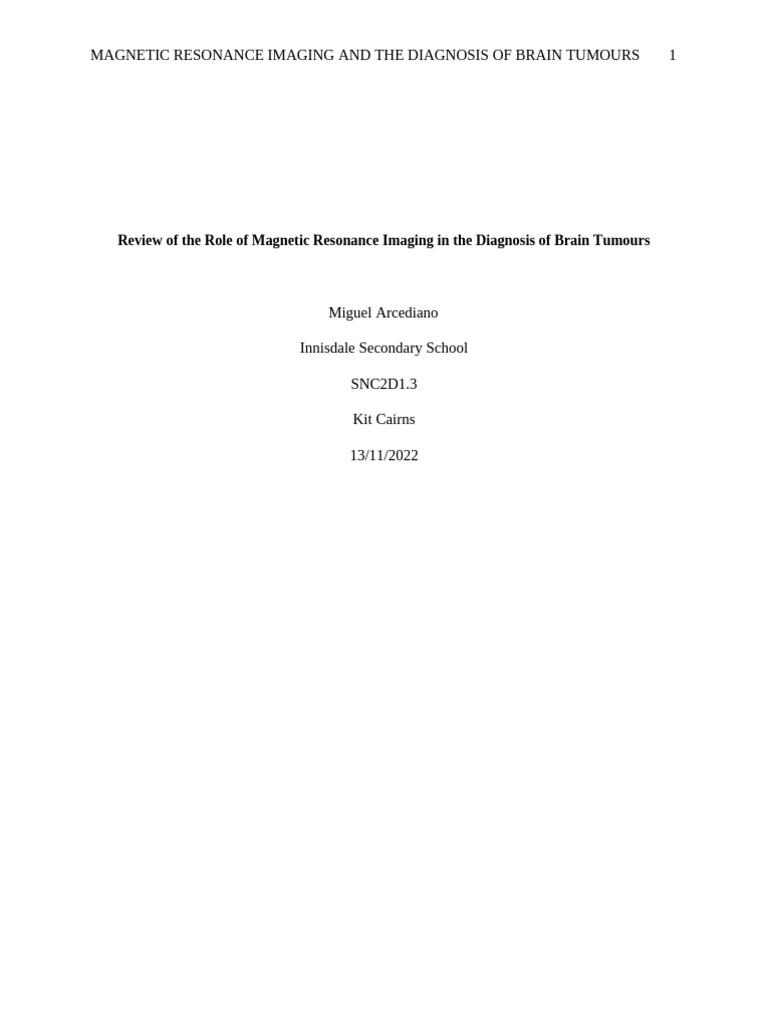 Medical Technology Research Report | PDF | Brain Tumor | Medical Imaging