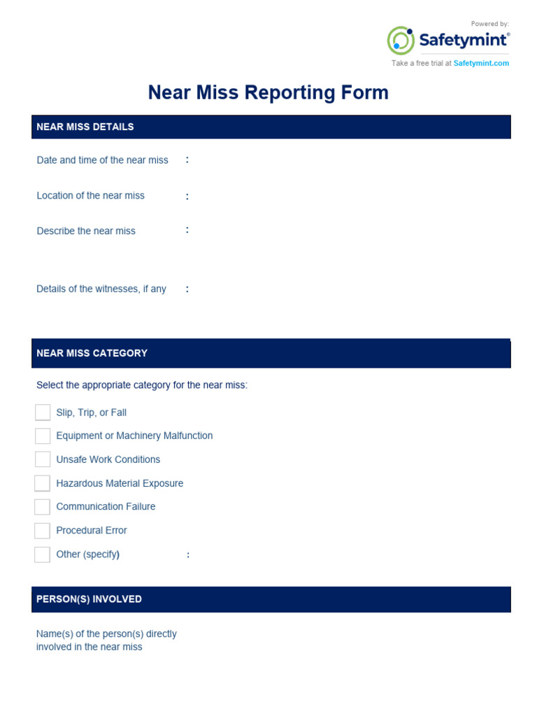 Near Miss Report Form | PDF