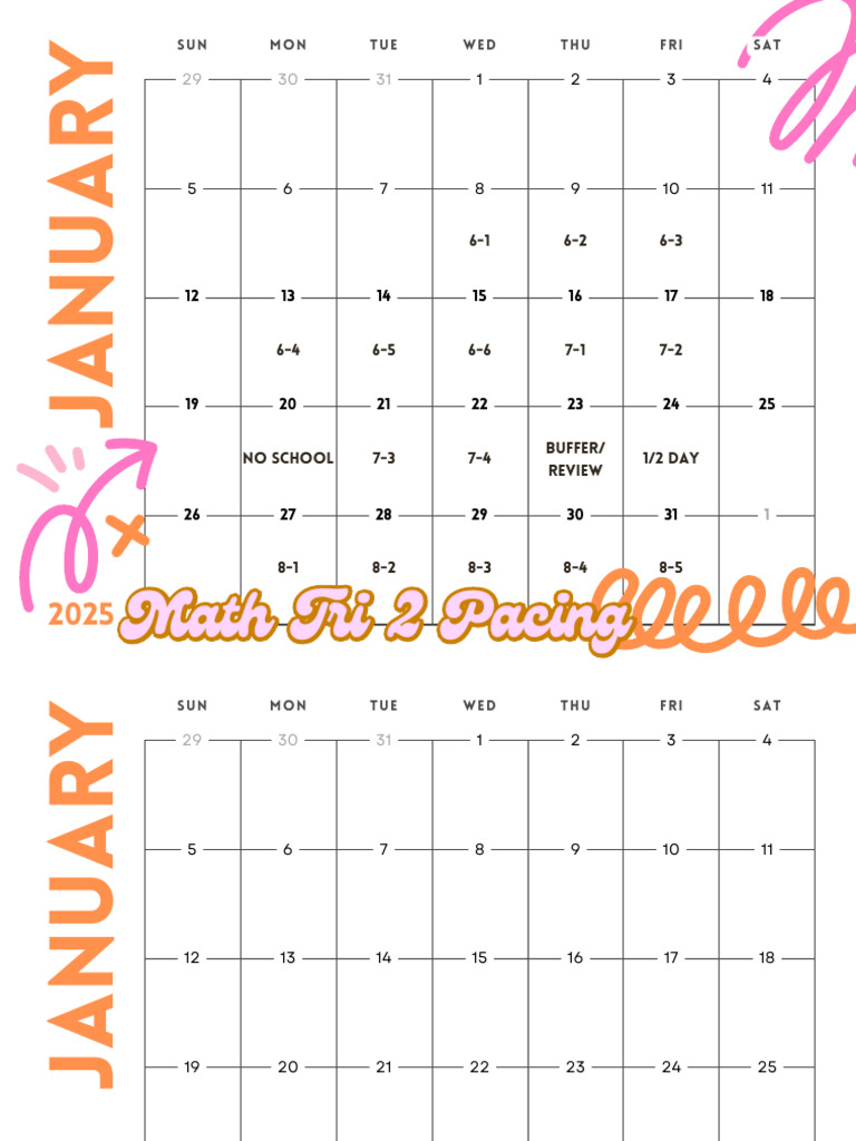 Colorful Bright Modern January 2025 Planner Monthly Calendar | PDF