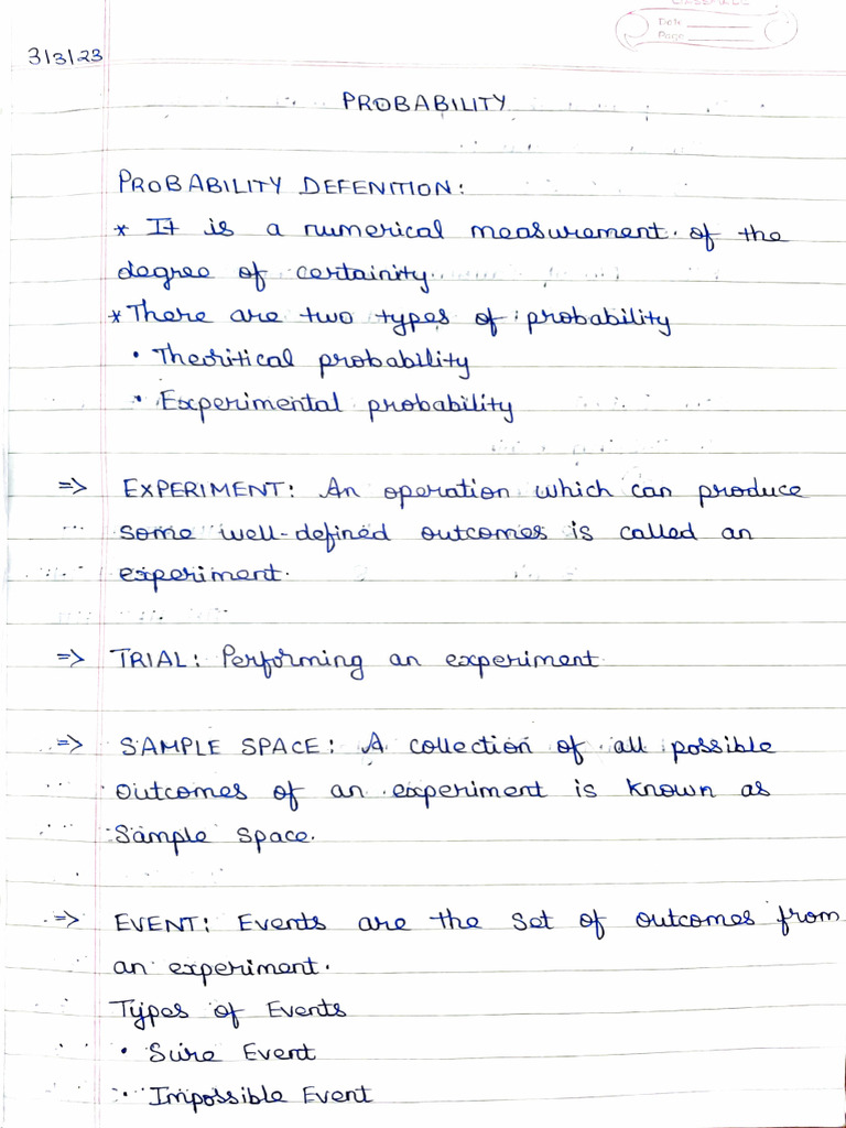 Probability notes | PDF