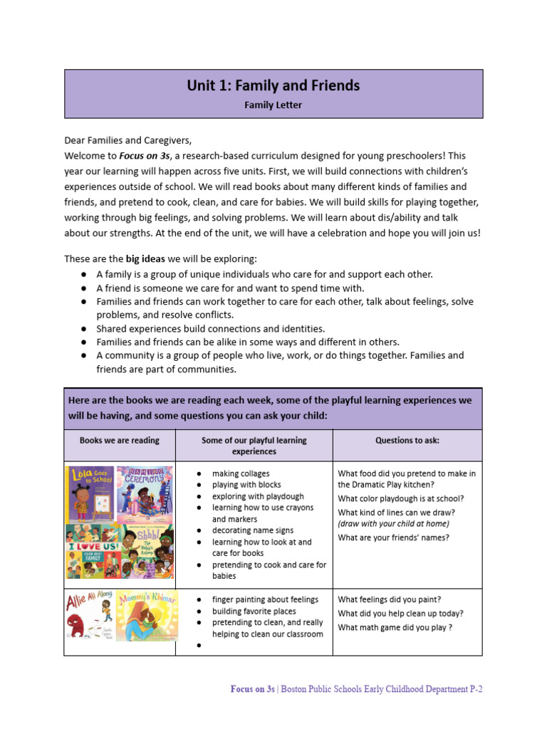 05. U1 Family Letter | PDF | Learning
