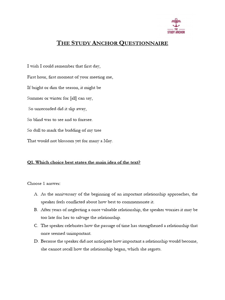 Main Idea Questions | PDF