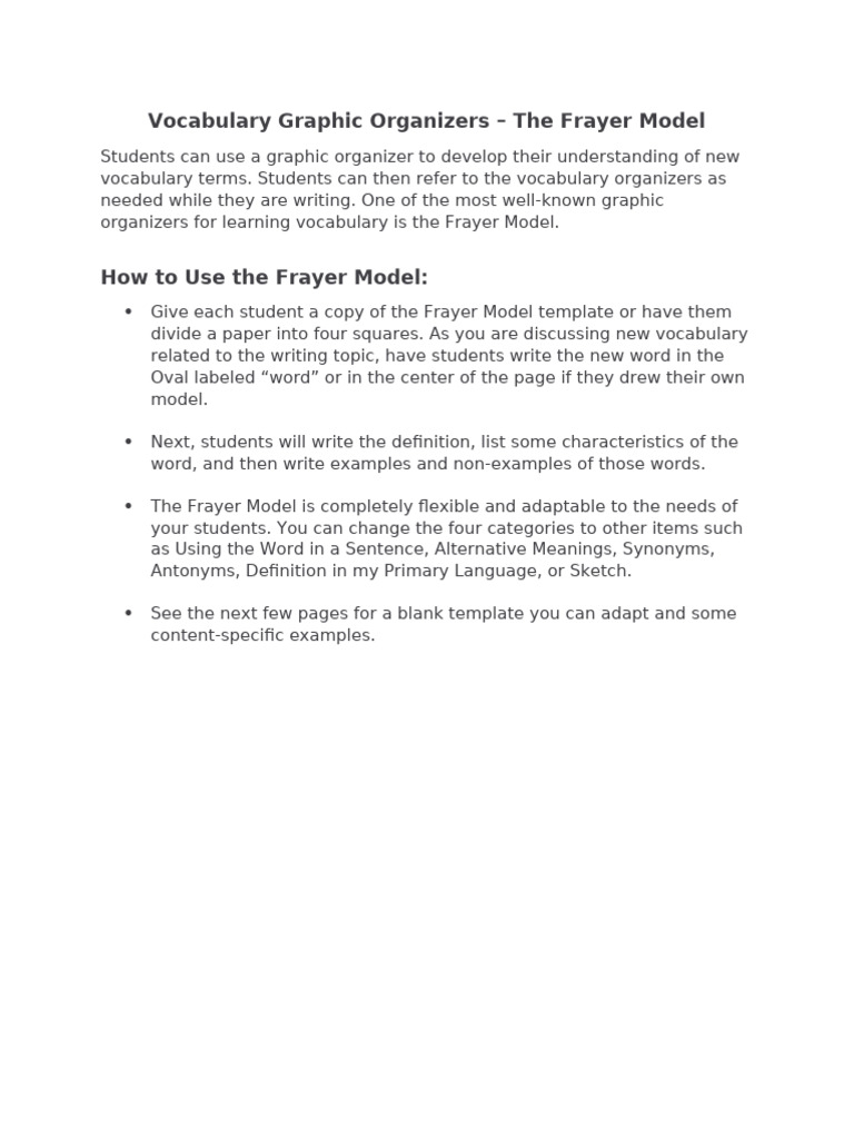 Frayer-Model-Template | PDF | Vocabulary | Word