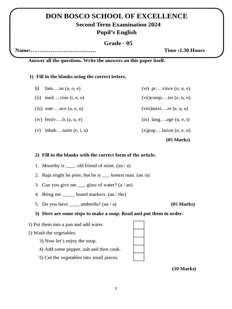 Grade 5 English 2nd Term | PDF