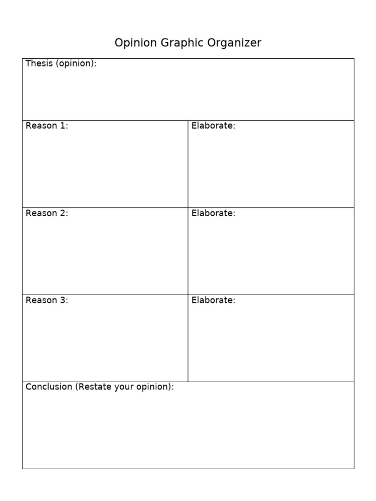 Opinion Graphic Organizer and Writing Paper | PDF