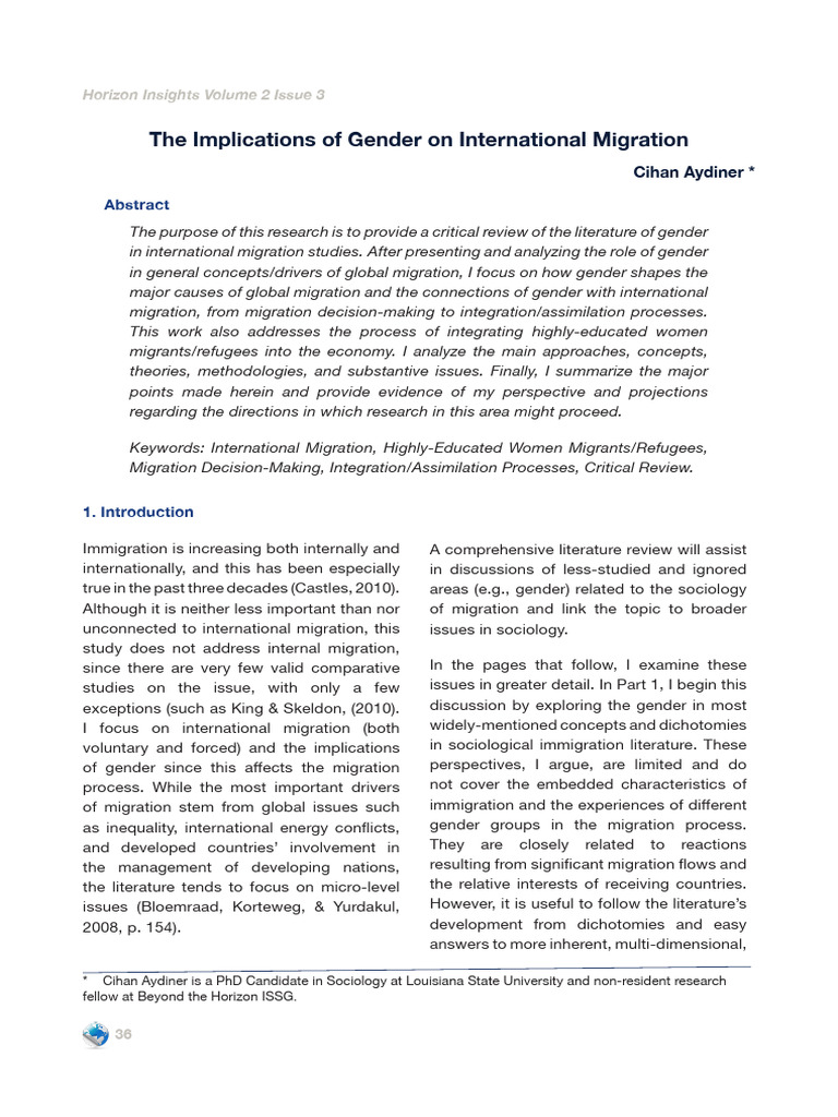 Gender and Migration | PDF | Human Migration | Immigration