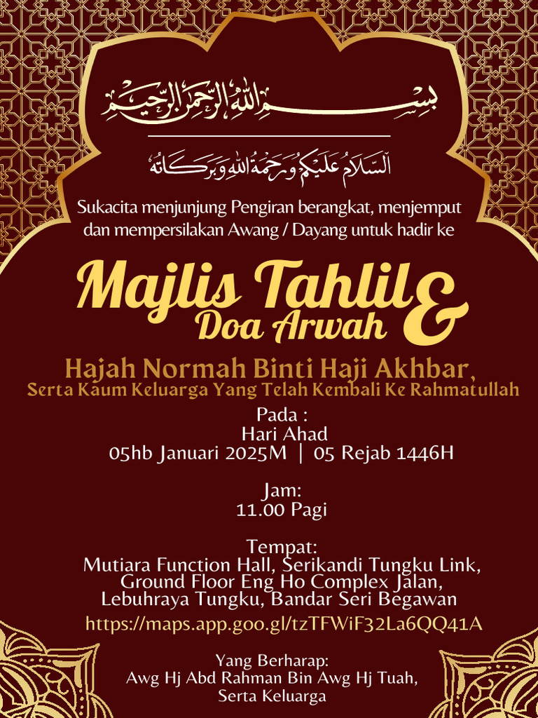 Majlis Tahlil & Doa Arwah 2025 | PDF
