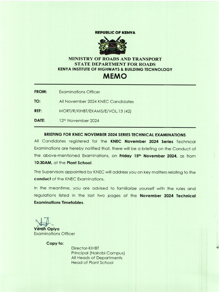 Knec Briefing Memo | PDF