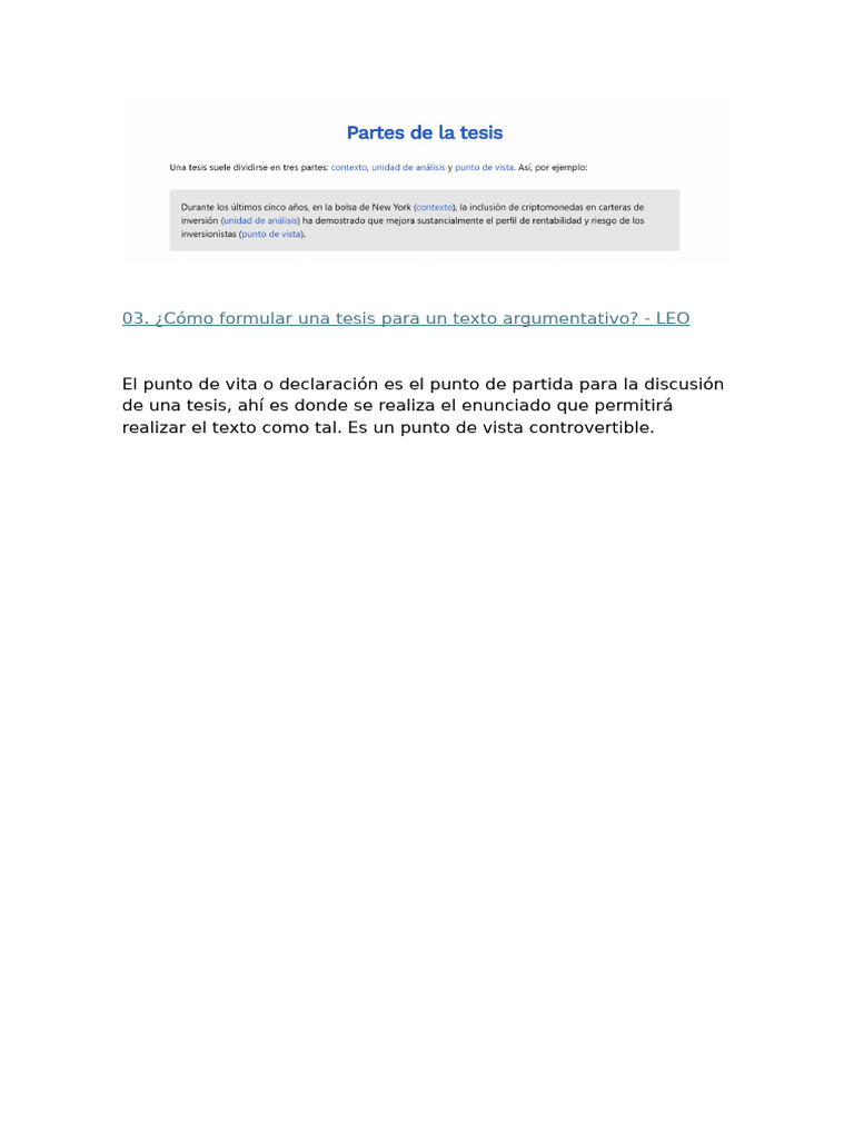 La Tesis En Un Texto Argumentativo Pdf