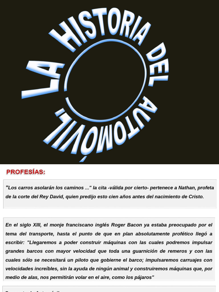 12va. Presentaci N de Mec Nica T Cnica I. Historia Del Autom Vil | PDF | Coche | Motores